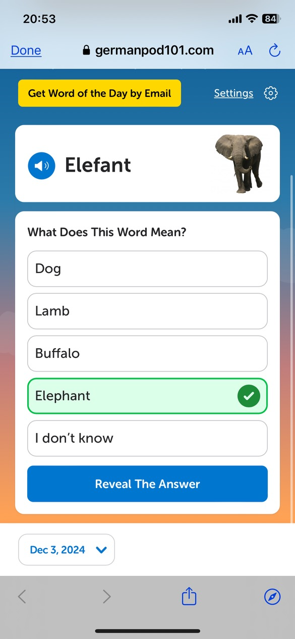 Free German Word of the Day Calendar & App