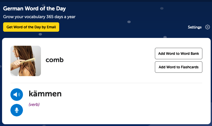 Free German Word of the Day Calendar & App